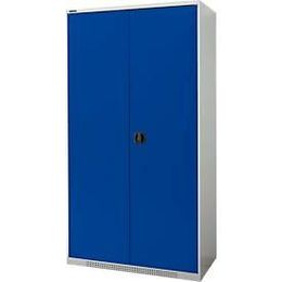 Schäfer Shop Schäfer Shop Genius Flügeltürschrank FS, 5 OH, abschließbar, 4 Fachböden, bis 450 kg, B 1055 mm, Stahl, lichtgrau RAL 7035/enzianblau RAL 5010