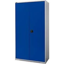 Schäfer Shop Schäfer Shop Genius Flügeltürschrank FS, 5 OH, abschließbar, 4 Fachböden, bis 450 kg, B 1055 mm, Stahl, weißaluminium RAL 9006/enzianblau RAL 5010