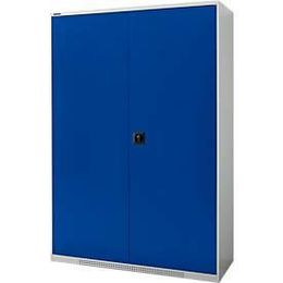 Schäfer Shop Schäfer Shop Genius Flügeltürschrank FS, 5 OH, abschließbar, 4 Fachböden, bis 450 kg, B 1343 mm, Stahl, lichtgrau RAL 7035/enzianblau RAL 5010