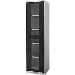 Schäfer Shop Schäfer Shop Genius Sichttürschrank FS, 5 OH, abschließbar, 4 Fachböden, bis 250 kg, B 545 mm, Stahl, lichtgrau RAL 7035/anthrazitgrau RAL 7016