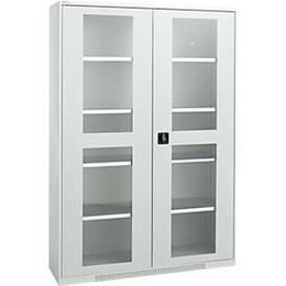 Schäfer Shop Schäfer Shop Genius Sichttürschrank FS, 5 OH, abschließbar, 4 Fachböden, bis 450 kg, B 1343 mm, Stahl, lichtgrau RAL 7035/lichtgrau RAL 7035