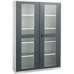 Schäfer Shop Schäfer Shop Genius Sichttürschrank FS, 5 OH, abschließbar, 4 Fachböden, bis 450 kg, B 1343 mm, Stahl, lichtgrau RAL 7035/anthrazitgrau RAL 7016