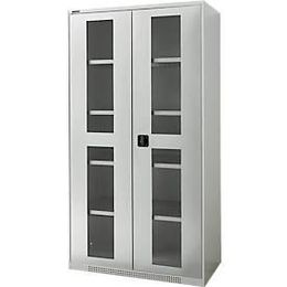 Schäfer Shop Schäfer Shop Genius Sichttürschrank FS, 5 OH, abschließbar, 4 Fachböden, bis 450 kg, B 1055 mm, Stahl, lichtgrau RAL 7035/lichtgrau RAL 7035