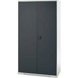 Schäfer Shop Schäfer Shop Genius Reinigungsmittelschrank FS, 5 OH, abschließbar, Mittelwand, 4 Fachböden, bis 450 kg, B 1055 x T 520 x H 1950 mm, lichtgrau/anthrazitgrau