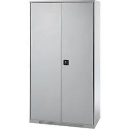 Schäfer Shop Schäfer Shop Genius Reinigungsmittelschrank FS, 5 OH, abschließbar, Mittelwand, 4 Fachböden, bis 450 kg, B 1055 x T 520 x H 1950 mm, weißalu/weißalu