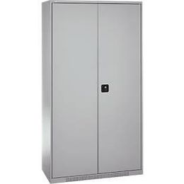 Schäfer Shop Schäfer Shop Genius Materialschrank FS, 5 OH, abschließbar, Lochrasterwände/3 Fachböden, bis 450 kg, B 1055 x T 520 x H 1950 mm, weißalu/weißalu