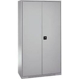 Schäfer Shop Schäfer Shop Genius Magazinschrank FS, 5 OH, abschließbar, 10 Fachböden, 2 Lochrasterplatten, bis 450 kg, B 1055 x T 520 x H 1950 mm, weißalu/weißalu