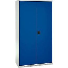 Schäfer Shop Schäfer Shop Genius Materialschrank FS, 5 OH, abschließbar, Lochrasterwände/3 Fachböden, bis 450 kg, B 1055 x T 520 x H 1950 mm, lichtgrau/enzianblau