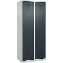 Kleiderspind C+P Evolo Plus, 2 Abteile, 400 mm breit, Zylinderschloss, Soft-Anschlag, B 800 x T 500 x H 1850 mm, lichtgrau/anthrazitgrau