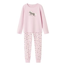 name it Schlafanzug M&auml;dchen Gr&ouml;&szlig;e 158/164 grau / mauve / rosa / wei&szlig;