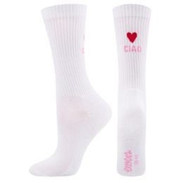 Ewers Socken 'Ciao Amore' Damen Gr&ouml;&szlig;e 39/41 fuchsia / wei&szlig;