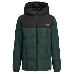 Jack & Jones Outdoorjacke JACK & JONES JUNIOR "JJBEN SQUARE HOOD JACKET JNR", Jungen, Gr. 128, grün (magical forest), Web, Obermaterial: 100% Polyester, bedruckt, casual, regular fit normal, Jacken