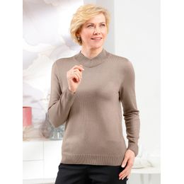 Stehkragenpullover CLASSIC "Pullover", Damen, Gr. 38, beige (sesam), 100% Polyacryl, unifarben, Langarm, Pullover