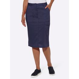 Cargorock Casual Looks, Damen, Gr. 19, blau (marine), 98% Baumwolle, 2% Elasthan, unifarben, knielang, Röcke