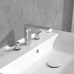 Villeroy & Boch Villeroy und Boch Liberty Dreiloch-Waschtischarmatur TVW10700700061 ohne Ablaufgarnitur, verstellbarer Strahlregler, chrom