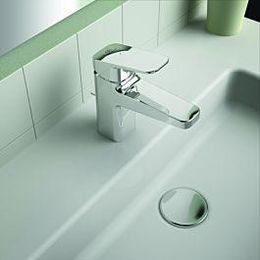 Ideal Standard CeraPlan Waschtischarmatur BD215AA Ausladung 103mm, verchromt, Blue Start mit Metall-Ablaufgarnitur