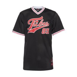 T-Shirt Fubu "Fubu Herren FM233-005-2 Fubu Varsity Mesh Tee" Gr. M, bunt (schwarz, rot, weiß), Herren, 100% Polyester, bedruckt, Shirts