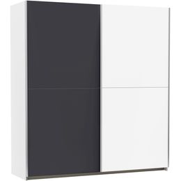 Schwebetürenschrank Rauch "Kleiderschrank Schrank Garderobe SATURN mit 3 Ausstattungsvarianten", weiß (alpinweiß, graumetallic), B:175cm H:191cm T:59cm, Holzwerkstoff, Schränke, 3 verschiedene Ausstattungsvarianten Griffe aus Metall MADE IN GERMANY