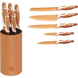 Messerblock King "Soft Touch", orange, H:22,5cm Ø:12cm, Messerblöcke, mit King protect Beschichtung