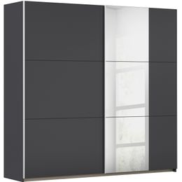 Schwebetürenschrank Rauch "Kleiderschrank Garderobe TOPSELLER AURELIO mit 3 Ausstattungsvarianten", grau (graumetallic), B:218cm H:210cm T:59cm, Holzwerkstoff, Schränke, 3 verschiedene Ausstattungsvarianten Griffe aus Metall MADE IN GERMANY