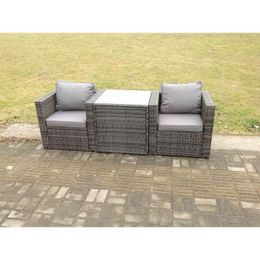 Fimous - Rattan Gartesofa Set Lounge Gartenmöbel Set Wetterfeste Polyrattan Sitzgruppe für Garten, Balkon,Terrasse Dunkelgrau Mischen