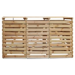 Mülltonnenbox Promadino "Vario V", beige (natur), B:92cm H:122cm T:219cm, Holz, Metall, Aufbewahrungsboxen, für 3 Tonnen, robust aus ökologisch, zertifiziertem Kiefernholz