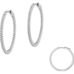 Paar Creolen Firetti "Schmuck Geschenk Silber 925 Ohrschmuck Ohrringe", silber (silberfarben, kristallweiß, kristallweiß), Ohrringe, Damen, Silber 925 (Sterlingsilber), Made in Germany - mit Zirkonia (synth.)