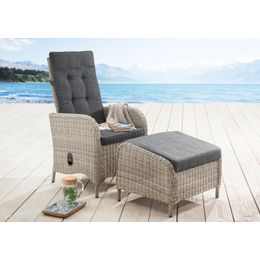 Sessel Destiny "PALMA CASA", weiß (vintage weiß), Obermaterial: 100% Polyester. Füllung: 100% Polyurethan, Sessel, Aluminium, Polyrattan, inkl. Fußhocker und Auflagen