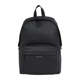 Cityrucksack Calvin Klein "CK MUST ROUND BP", Gr. B/H/T: 28cm x 41cm x 15cm, schwarz, Polyester, Lederimitat, klassisch, Rucksäcke, Freizeitrucksack, Freizeit-Bag Herren in klassischer Optik