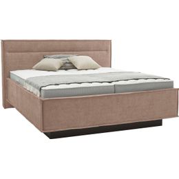 Polsterbett Musterring "JustB SC 100", beige (beige, braun, beige, braun, anthrazit), B:200cm H:115cm L:215cm, Polyester 53%, Polyacryl 40%, Viskose 7%, Betten, inklusive Matratze und Lattenrost, verschiedene Härtegrade und Farben