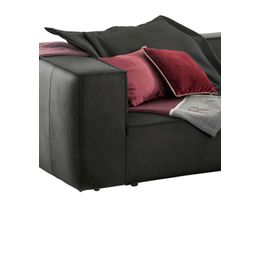 Sofakissen W.Schillig "around-the-block", grau (anthrazit z69), B:68cm H:68cm, Longlife Xtra-Leder Z69: Das feinnarbige, gedeckte Softleder Z69 besticht durch seine außergewöhnliche Weichheit im trendigen »Vintage-Look«, Hautstärke 0, 9 - 1, 1 mm;Longlife fabric Flachgewebe T88 (100% Polyester), Polsterauflagen, Dekokissen mit Flatterbiese