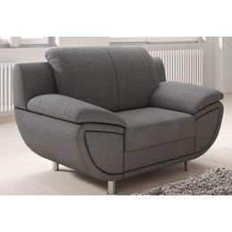 Sessel Trendmanufaktur "Rondo II, Loungesessel zeitlos und bequem", grau (hellgrau), B:121cm H:85cm T:94cm, Struktur (100% Polyester), Sessel, Polstersessel XXL-Sessel, wahlweise mit komfortablem Federkern, mit extra breiten Armlehnen
