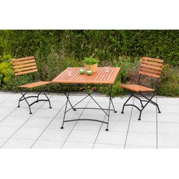 Garten-Essgruppe Merxx "Schloßgarten", braun (braun, braun), B:47cm H:86cm T:59cm, FSC-zertifiziertes Massivholz, Sitzmöbel-Sets, 2 Klappstühle mit Gartentisch