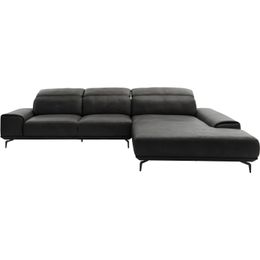 Wohnlandschaft Musterring "MR 2490", schwarz (anthrazit, s), B:342cm T:207cm, Sofas, Wohnlandschaft, Fu&szlig; schwarz, Sitzh&ouml;he 48cm, wahlweise mit Funktionen, Ma&szlig;e 342x207 cm