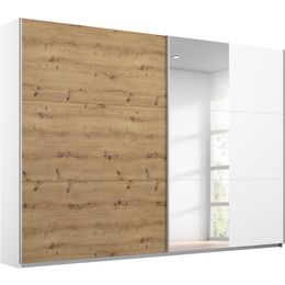 Schwebetürenschrank Rauch "Kleiderschrank Garderobe TOPSELLER AURELIO mit 3 Ausstattungsvarianten", weiß (alpinweiß, eiche artisan), B:261cm H:210cm T:59cm, Holzwerkstoff, Schränke, 3 verschiedene Ausstattungsvarianten Griffe aus Metall MADE IN GERMANY