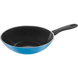 Wok Ballarini "Caprera", blau, B:29,3cm H:10,8cm L:47,1cm Ø:28cm, Pfannen, Keramikbeschichtung, Thermopoint, bunt, Made in Italy