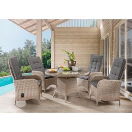 Garten-Essgruppe Destiny "PALMA LUNA", beige (natur meliert), B:60cm H:110cm T:62cm, Aluminium, Wicker/Kunststoffgeflecht, Sitzmöbel-Sets, Aluminium, Polyrattan