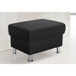 Hocker Trendmanufaktur "Rondo, Polsterhocker zur Serie, Breite 67 cm, F&uuml;&szlig;e chromfarben", schwarz, B:67cm H:46cm T:53cm, Microfaser PRIMABELLE (100% Polyester);Kunstleder SOFTLUX;Struktur (54% Polyacryl, 46% Polyester);NaturLEDER (echtes Rindsleder) im Sitz, Korpus in Kunstleder SOFTLUX, Hocker, Polsterhocker, Fu&szlig;hocker wahlweise mit Federkern, in verschiedenen Bez&uuml;gen bestellbar