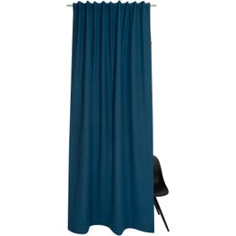 Schöner Wohnen Kollektion Vorhang "Solo" Gr. 1, blau, B:130cm H:250cm, Jacquard, Baumwolle, Polyester, SCHÖNER WOHNEN-KOLLEKTION, Gardinen, mit Lederapplikation