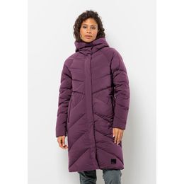 Daunenmantel Jack Wolfskin "MARIENPLATZ COAT W", Damen, Gr. S (36), lila (berry, jam), Obermaterial: 87% Polyamid, 13% Elastan; Futter: 100% Polyester; Füllung: 90% Entendaunen, 10% Federn, Mäntel