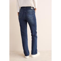 Bootcut-Jeans Cecil, Damen, Gr. 31, Länge 28, blau (mid blau wash), Jeans, 75% Baumwolle, 23% Polyester, 2% Elasthan, unifarben, casual, lang, Jeans, High Waist