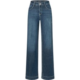 Weite Jeans MAC "DREAM WIDE", Damen, Gr. 42, Länge 32, blau (authentic dunkelblau), Denim/Jeans, Obermaterial: 75% Baumwolle, 12% Modal, 9% Polyester, 4% Elasthan, unifarben, casual, figurumspielend knöchellang, Jeans, mit weitem Bein-Stretch