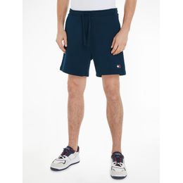 Sweatshorts Tommy Jeans "TJM BADGE BEACH SHORT" Gr. S, N-Gr, blau (schwarz night navy), Herren, Web, Obermaterial: 100% Baumwolle, Hosen, mit Logopatch