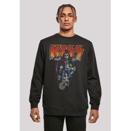 Sweatshirt F4NT4STIC "Kiss Rock Band Neon" Gr. L, schwarz, Herren, Obermaterial: 50% Baumwolle, 50% Polyester, Sweatshirts, Premium Qualität, Musik, By Rock Off