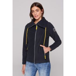 Fleecejacke SOCCX Gr. L, blau, Damen, Material: 100% Polyester, bedruckt, bestickt, Jacken, mit Elastikbündchen