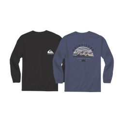 Langarmshirt Quiksilver "MTWAVE DUNESCAPE LS PACK YOUTH" Gr. 10 (134/140), blau (schwarz, blau), Kinder, Obermaterial: 100% Baumwolle, Shirts