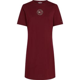 Shirtkleid Tommy Hilfiger "REG NAUTICAL TEE DRESS SS", Damen, Gr. S (36), N-Gr, rot (deep rouge), Jersey, Obermaterial: 100% Baumwolle, unifarben, casual, regular fit, Kurzarm, Kleider