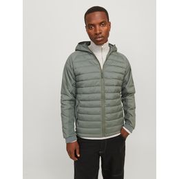 Jack & Jones Steppjacke JACK & JONES "JJESTATE HYBRID JACKET NOOS", Herren, Gr. L, grün (agave grün), Web, Steppware, Obermaterial: 100% Polyester, unifarben, modisch, regular fit taillenbedeckt, ohne Ausschnitt, Langarm elastischer Bund, Jacken, mit Kapuze