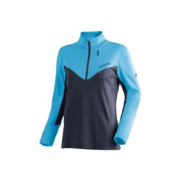 Rollkragenpullover Maier Sports "Evii", Damen, Gr. 36, blau (helltürkis), 100% Polyester, hoch geschlossener Ausschnitt, Langarm, Pullover, Damen Midlayer, warmes und schnelltrocknendes Fleece