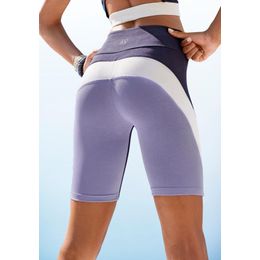 active by Lascana Radlerhose LASCANA ACTIVE, Damen, Gr. M (40/42), N-Gr, blau, Single Jersey, Obermaterial: 95% Baumwolle, 5% Elasthan, mehrfarbig, sportlich, figurbetont ca. Mitte Oberschenkel, Hosen, Sporthose mit breitem V-Bündchen